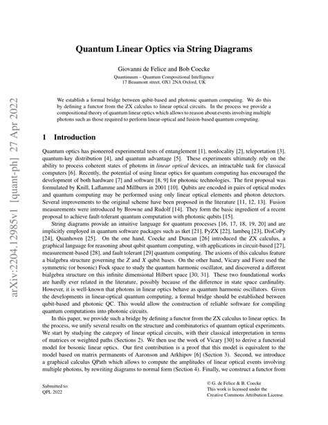 pdf quantum linear optics via string diagrams