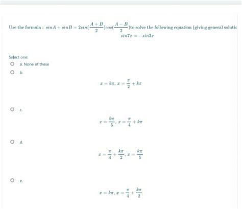 Solved Use The Formula Sin Asin B2sin Ab2 Cos A B2