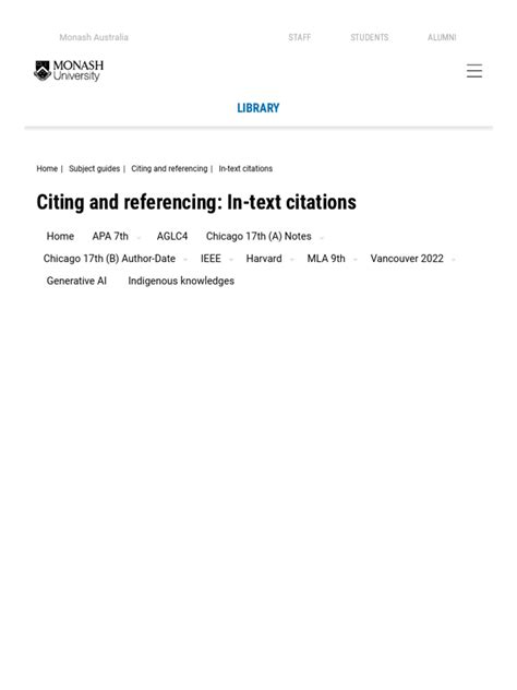 In Text Citations Citing And Referencing Subject Guides At Monash University Text Ref 0