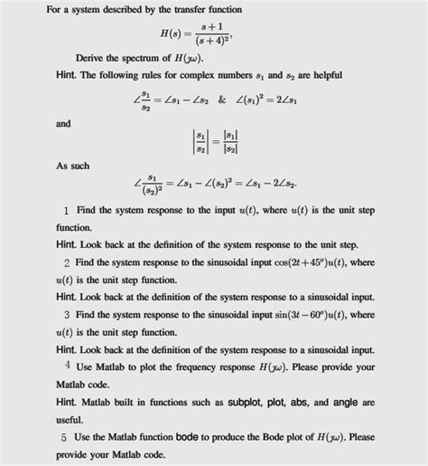 Solved For A System Described By The Transfer Function S1