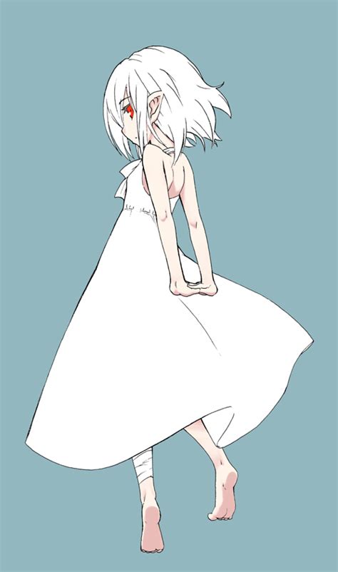 Safebooru Arms Behind Back Bad Id Bandage Bandages Barefoot Dress