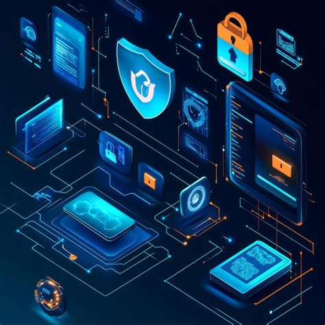 Cybersecurity Concept With Various Icons Digital Data And Circuit Board