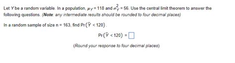 Solved Let Y be a random variable In a population μY Chegg com