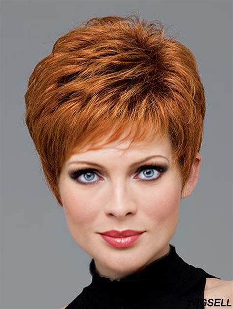 Women Short Wigs Pixie Human Hair Wigs 4 Inch Auburn Short Capless Wig Uk For Sale Cheap