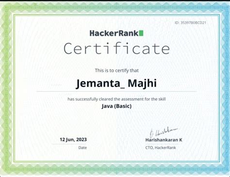 Jemanta Ku Majhi On Linkedin Javaprogramming Hackerrank