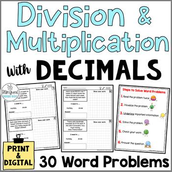 Division And Multiplication With Decimals Word Problems Decimals
