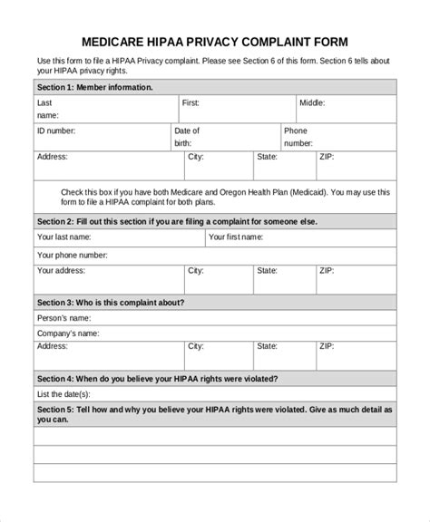 Free 10 Sample Medicare Complaint Forms In Pdf Word