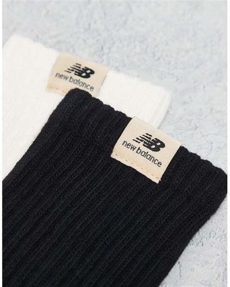 New Balance 2 Pack Label Logo Crew Socks In Black For Men Lyst Uk
