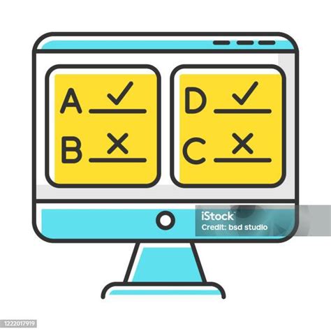 온라인 설문 조사 색상 아이콘입니다 여러 답변 설문지 사회 연구 소비자 고객 만족 피드백 평가 데이터 수집 사회학 격리 벡터 일러스트레이션 개념에 대한 스톡 벡터 아트 및