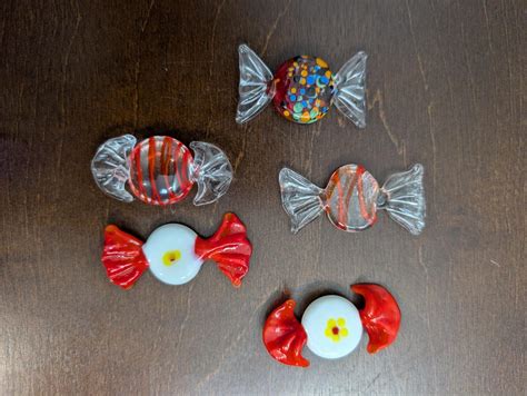 Vintage Murano Style Art Glass Candy Set Of 5 Millefiori And Swirl