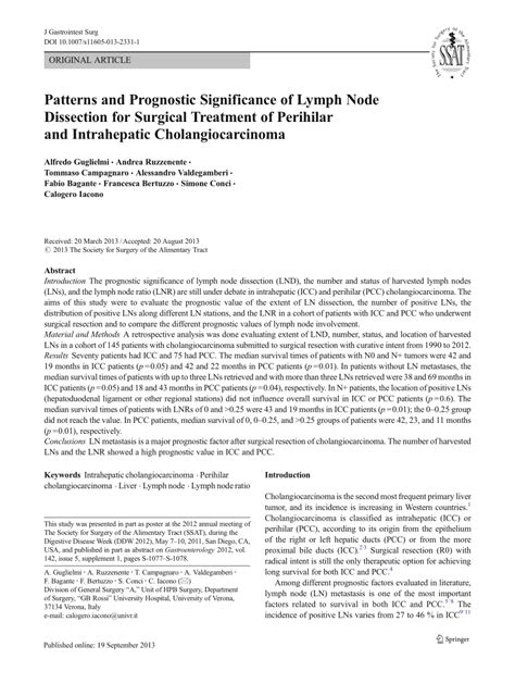 Pdf Patterns And Prognostic Significance Of Lymph Node Dissection For Surgical Treatment Of