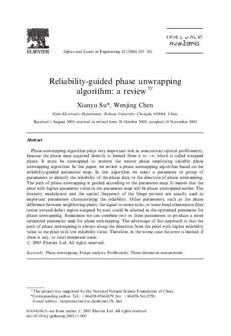Pdf Reliability Guided Phase Unwrapping Algorithm A Review