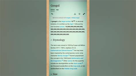 Googol Is The Large Number 10 100 Youtube