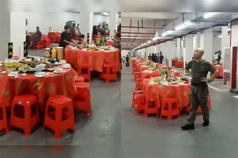 新人在地下车库办喜酒宽敞凉快又热闹网友说话还自带混响呢 车库 网友 地下