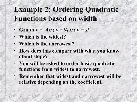 7 1 Exploring Quadratic Functions Ppt