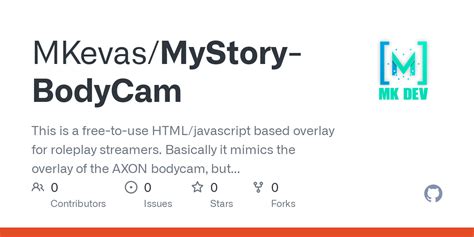GitHub MKevas MyStory BodyCam This Is A Free To Use HTML Javascript Based Overlay For