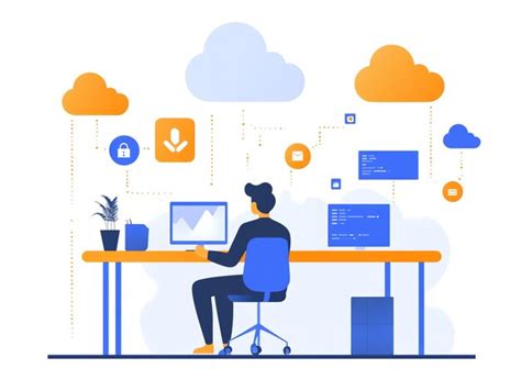 Man Working With Cloud Computing Technology At His Desk Premium Ai Generated Image