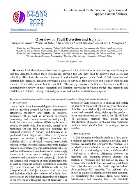 Pdf Overview On Fault Detection And Isolation