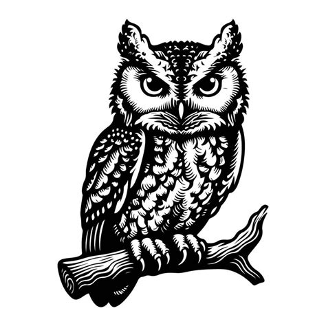 Eastern Screech Owl Svg Black And White Vector File For Laser Cutting