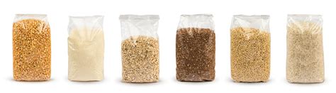 플라스틱 투명 가방 가루 흰 배경에 고립의 전체 세트 패키지와 완두콩 밀가루 쌀 씨앗 메 밀 곡물 귀리 후 레이크 이랑입니다 가방에 대한 스톡 사진 및 기타 이미지 Istock