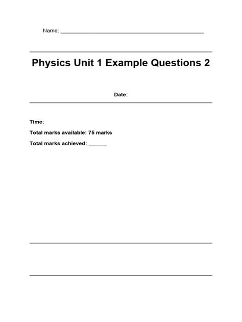 Physics Unit 1 Questions 2 Goh Pdf Kinetic Energy Force