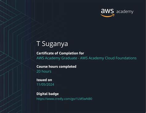 aws cloudcomputing certification learningjourney suganya t