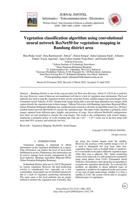 Pdf Vegetation Classification Algorithm Using Convolutional Neural Network Resnet50 For