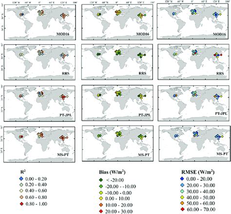 Spatial Distribution Of The Correlation Coefficients Rmse And Bias For