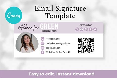Email signature template with QR code Сanva Best seller Etsy