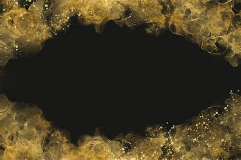 알코올 잉크 예술을 위한 일본식 추상 어두운 템플릿입니다 검은 배경의 상단과 하단에 있는 금빛 파도와 물보라 0명에 대한 스톡 벡터 아트 및 기타 이미지 Istock