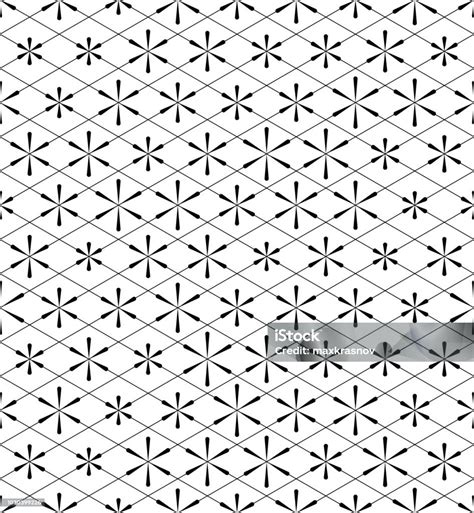 Seamless Star Pattern Vector Black And White Christmas Background Stock