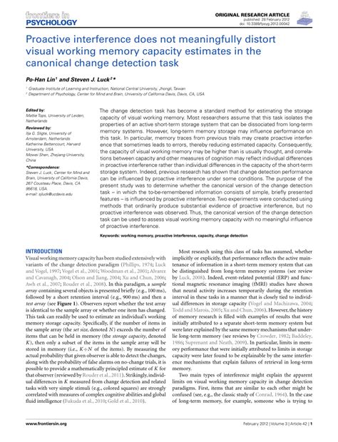 Pdf Proactive Interference Does Not Meaningfully Distort Visual