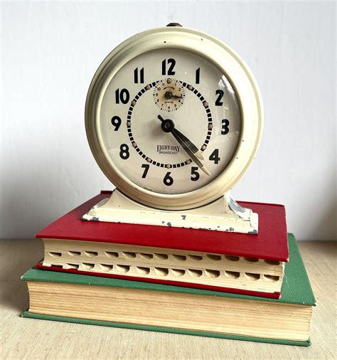 Vintage Eight Day Broadcast Alarm Clock Vintage Clock Chippy Clock Vintage Mantel Decor Vintage