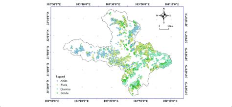 Locations Of Sampling Points Of The Four Dominant Tree Species Download Scientific Diagram
