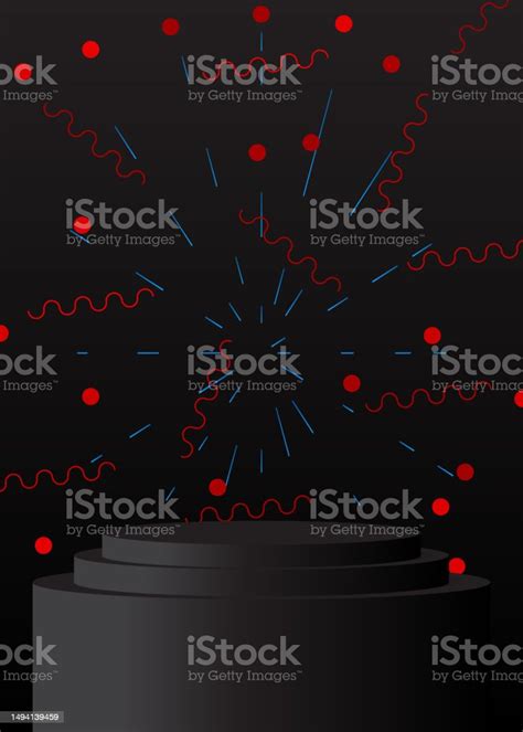검정 파랑 및 빨강 최소한의 기하학적 형태 빈 장면 추상 벡터 3d 방입니다 미래 지향적인 실린더 받침대 연단 모형 제품 디스플레이 프레젠테이션을 위한 무대 쇼케이스 0명에