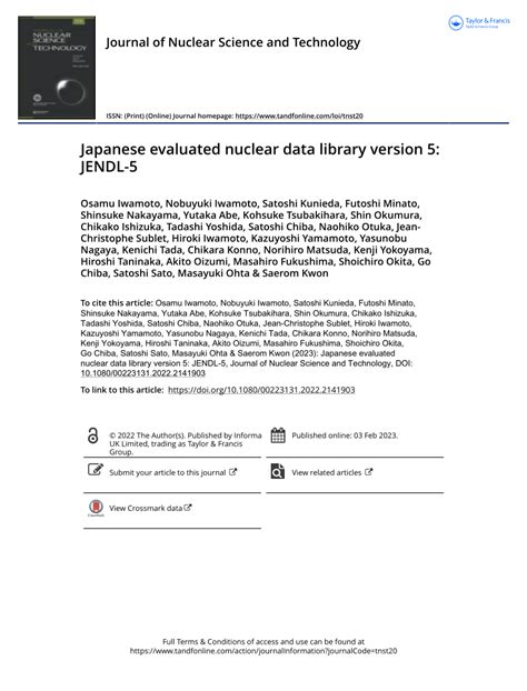 Pdf Japanese Evaluated Nuclear Data Library Version 5 Jendl 5