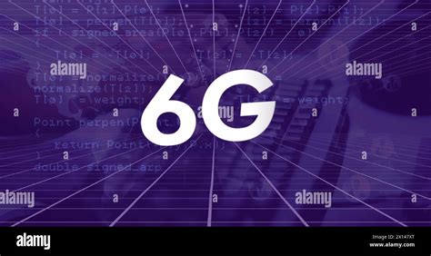 image of 6g text with data processing over hands typing on keyboard