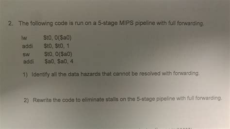 Solved 2 The Following Code Is Run On A 5 Stage Mips