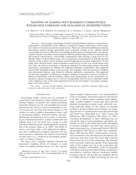 Pdf Remote Mapping Of Marine Soft Sediment Communities Integrating
