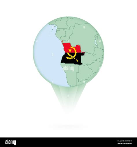 Angola Map Stylish Location Icon With Angola Map And Flag Green Pin