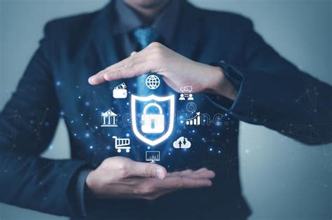 Businessman With Protective Gestures And Encryption With A Key Icon On