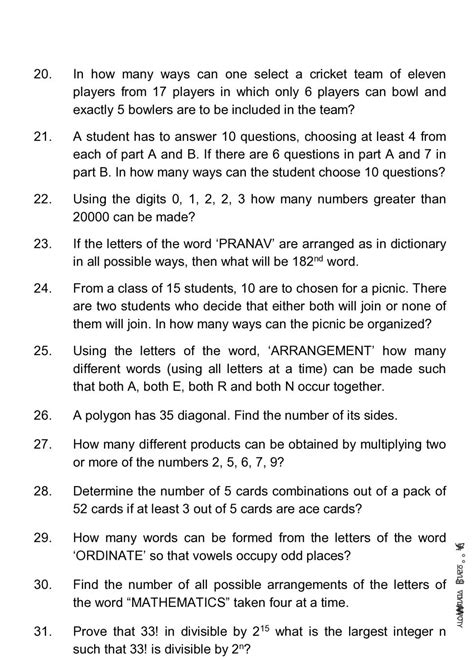 Class 11 Maths Permutations And Combinations Notes All Important Notes