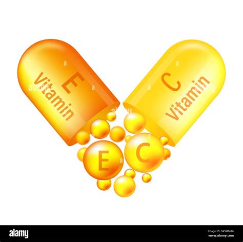 Vitamin Complex A And E Yelllow Capsule With Vitamin A And E On White