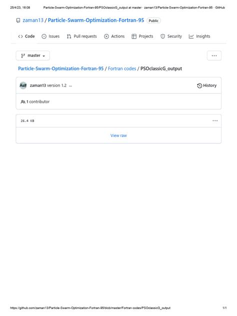 1140 particle swarm optimization fortran 95 psoclassicg output at
