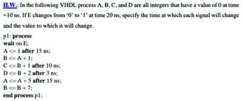 Solved Hw In The Following Vhdl Process A B C And D Are All