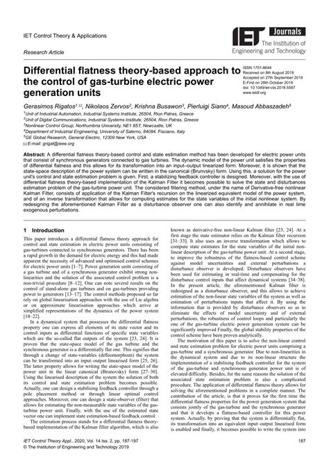 pdf differential flatness theory based approach to the control of gas