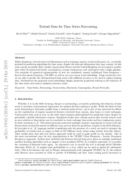 Pdf Textual Data For Time Series Forecasting