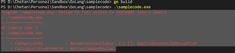 Visual Studio Code Access Denied Error While Running Go Built Exe
