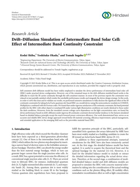 Pdf Driftdiffusion Simulation Of Intermediate Band Solar Cell