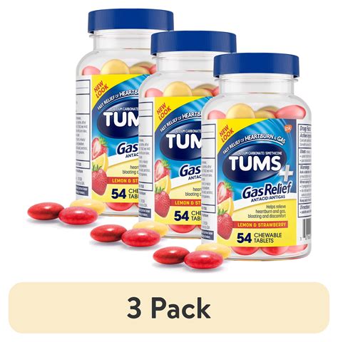 3 Pack Tums Gas Relief Chewy Bites Chewable Antacid Tablets Lemonstrawberry 54 Count 3 Pack Tums Gas Relief Chewy Bites Chewable Antacid Tablets Lemonstrawberry 54 Count
